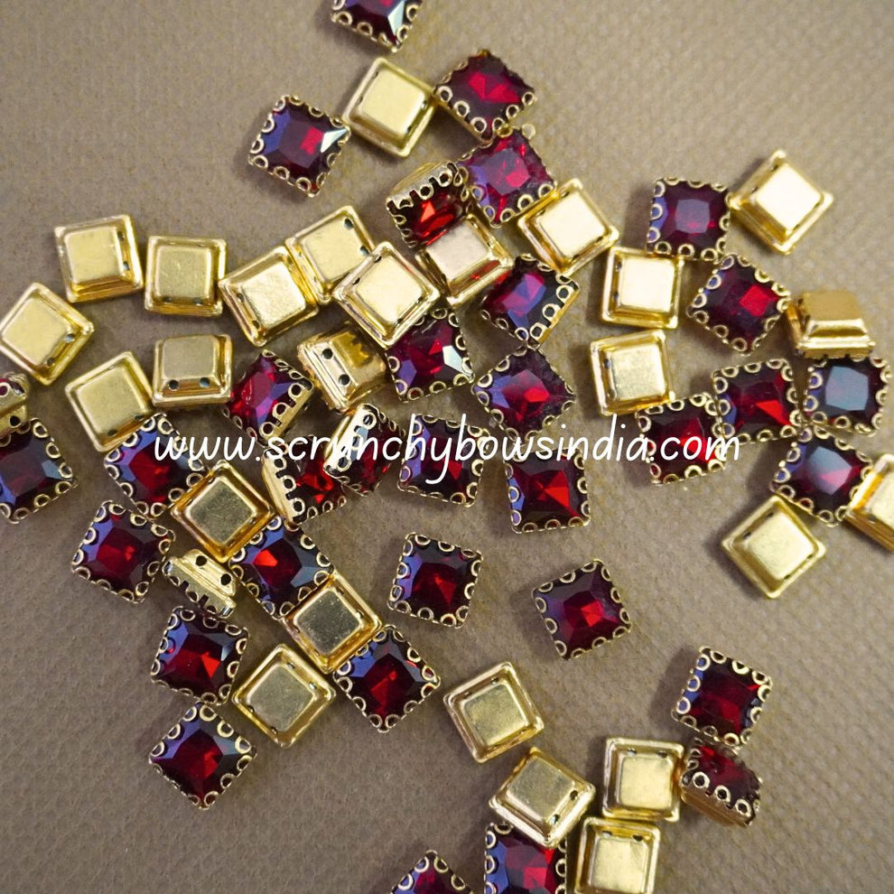8x8 Square Clip Stone - Maroon – ScrunchyBows